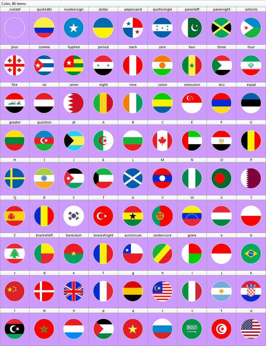 Download flags world color font | fontsme.com