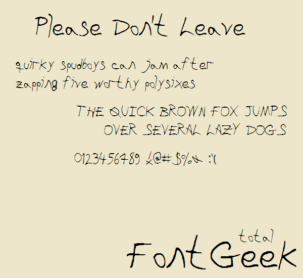 Download Please Dont Leave NBP font | fontsme.com