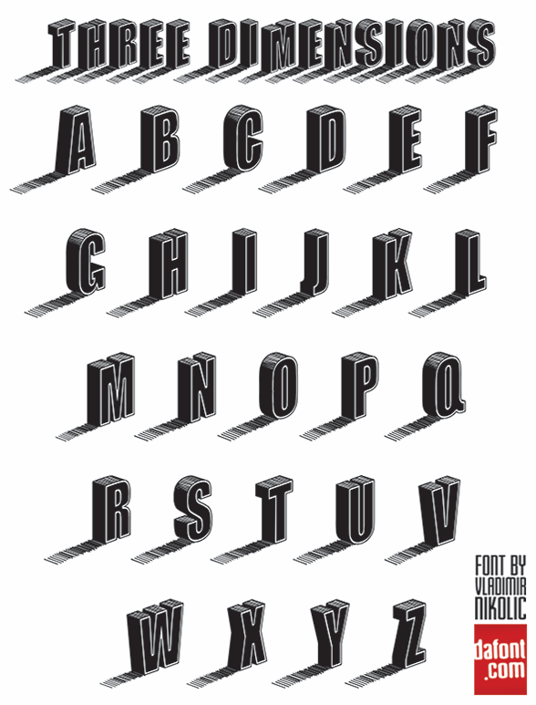 Download Three Dimensions Stroked font | fontsme.com
